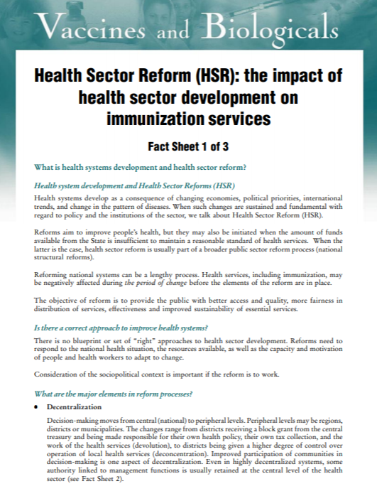 Health Sector Reform (HSR): The Impact of Health Sector Development on ...
