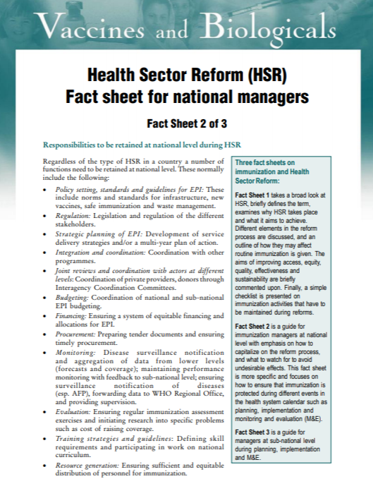 Health Sector Reform (HSR): Fact Sheet for National Managers - Linked ...
