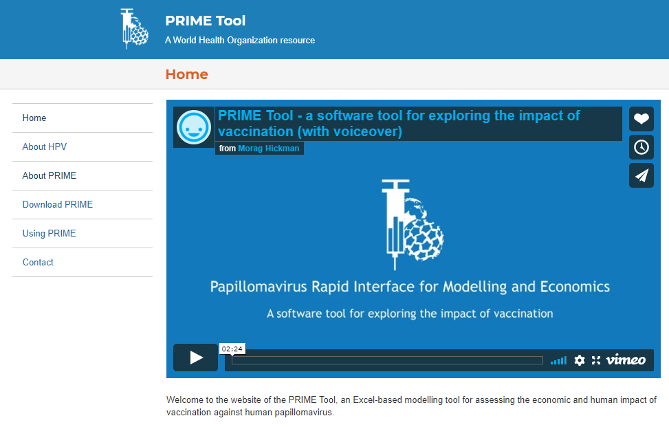 Papillomavirus Rapid Interface for Modelling and Economics (PRIME) Tool ...